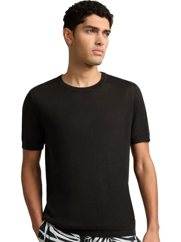 Onia Linen Knit Tee Shirt - Washed Black