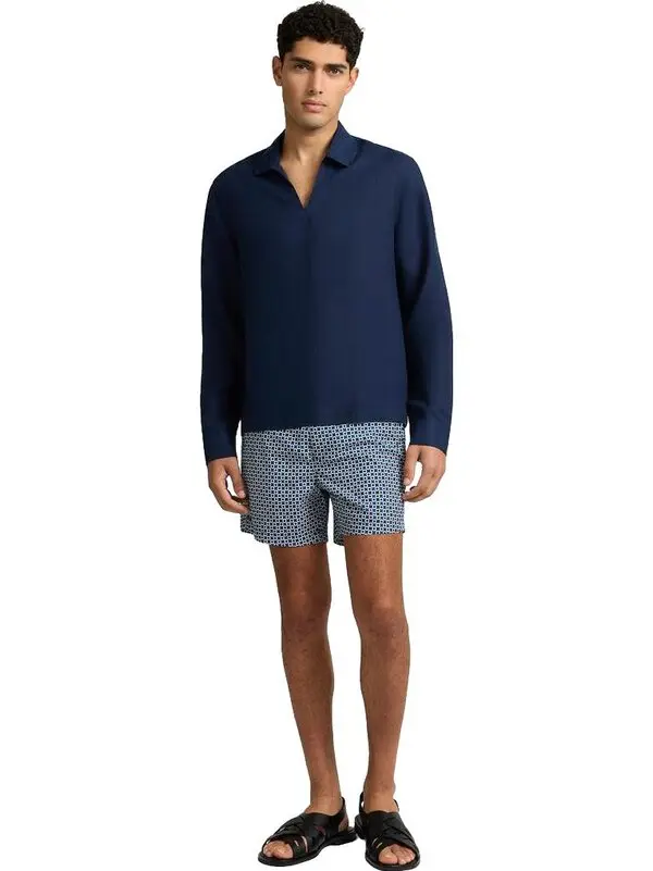 Onia Linen Long Sleeve Popover Shirt - Midnight