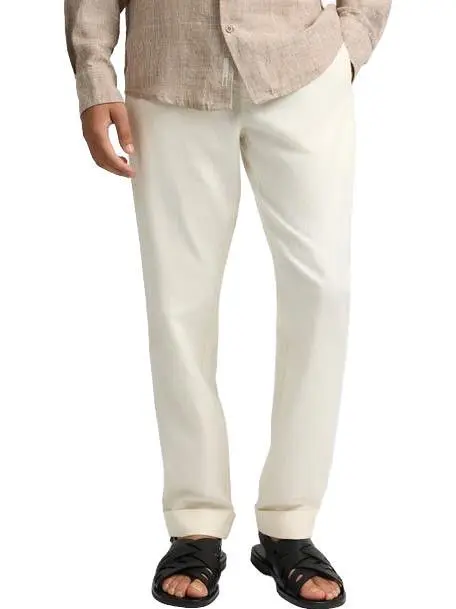 Onia Linen Cotton Stretch Cuffed Pants - Egret