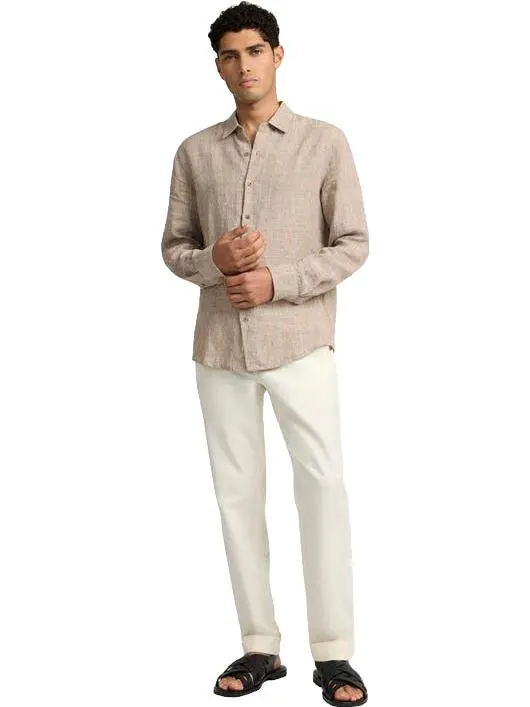 Onia Linen Cotton Stretch Cuffed Pants - Egret