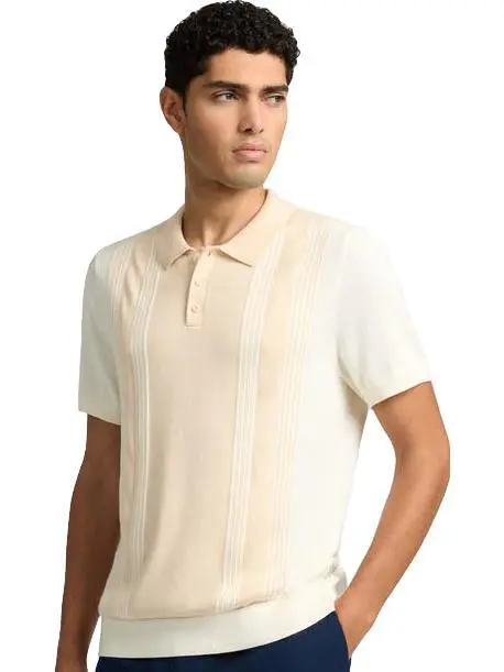 Onia Cotton Knit Short Sleeve Polo - Natural/egret