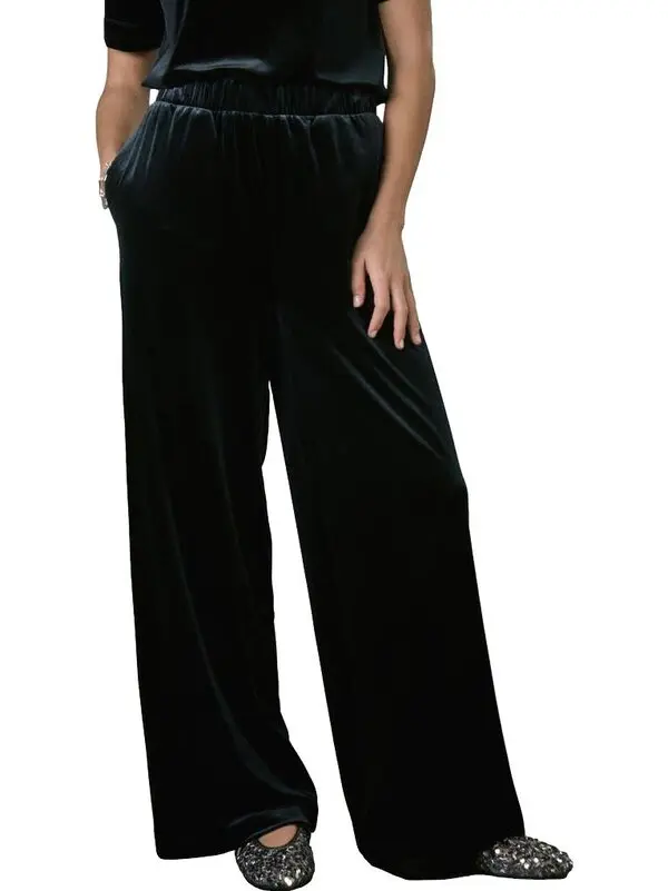 NEXT Velvet Wide Leg Pants - Black