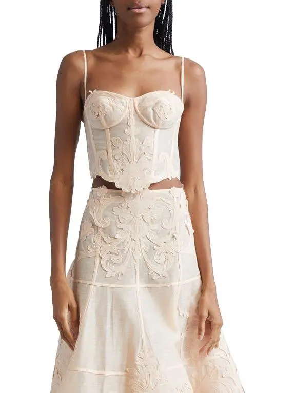 Zimmermann Rebellion Filigree Linen & Silk Camisole - Peach