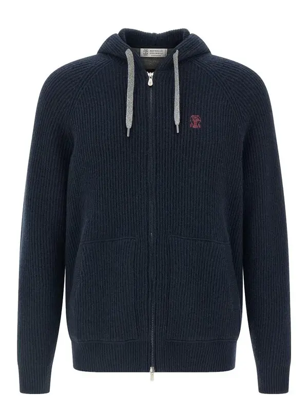 Brunello Cucinelli Hooded Cashmere Cardigan - Blue