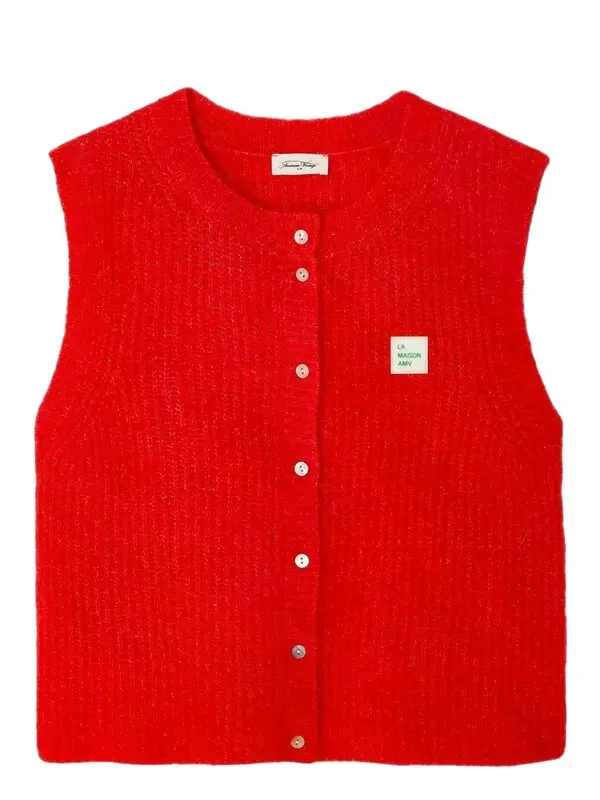 American Vintage Sleeveless Knit Cardigan - Red