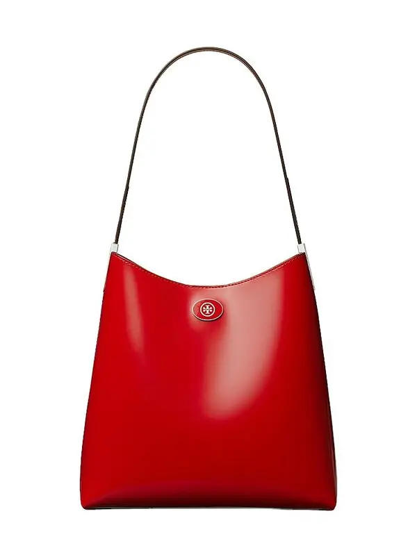 Tory Burch Robinson Spazzolato Leather Hobo Bag - Red Sky
