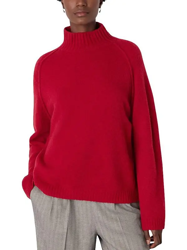 Whistles Split Funnel Knit Sweater - Red