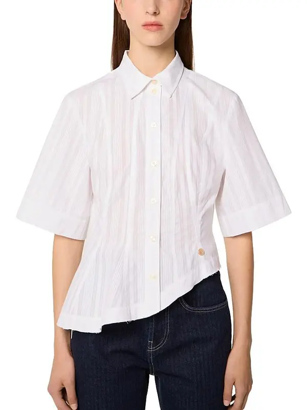 Tresse Asymmetric Cutout Shirt - White