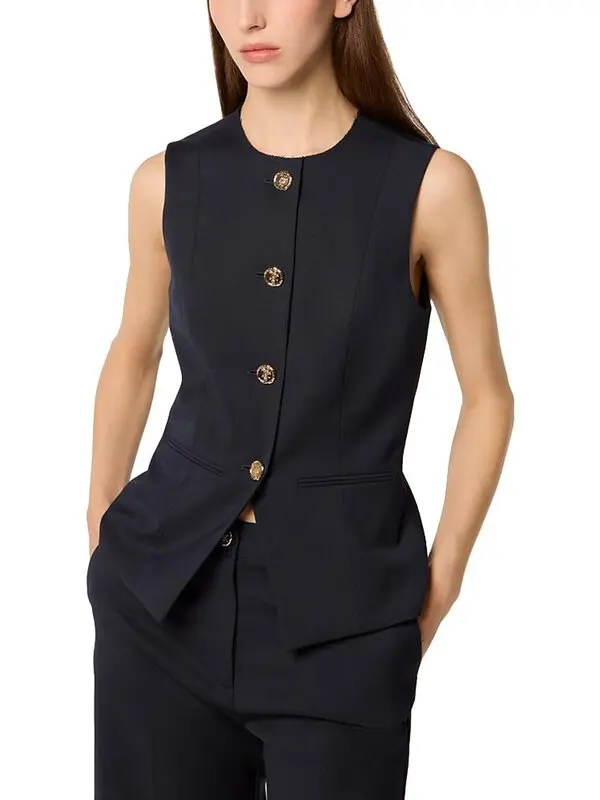 Tresse Fitted Sleeveless Blazer - Blue