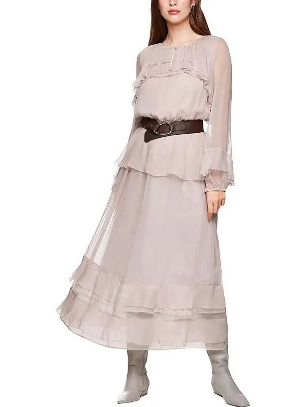 MARC CAIN Floor-length Flounce Dress - Light Desert Taupe