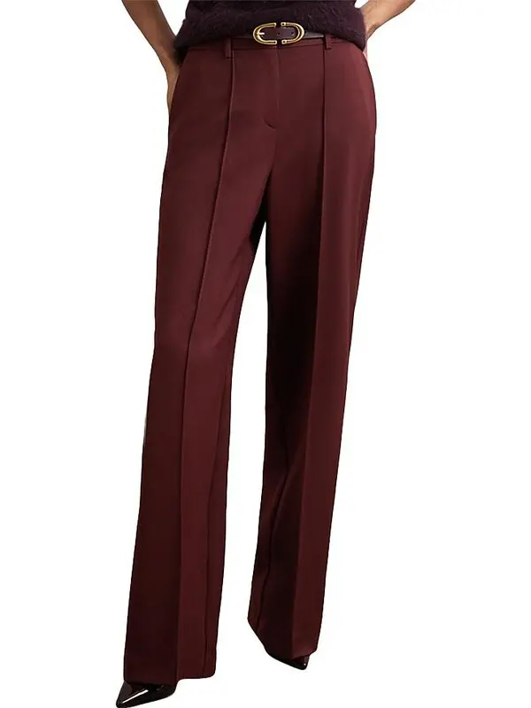 REISS Petites Luisa Wide Leg Pants - Burgundy