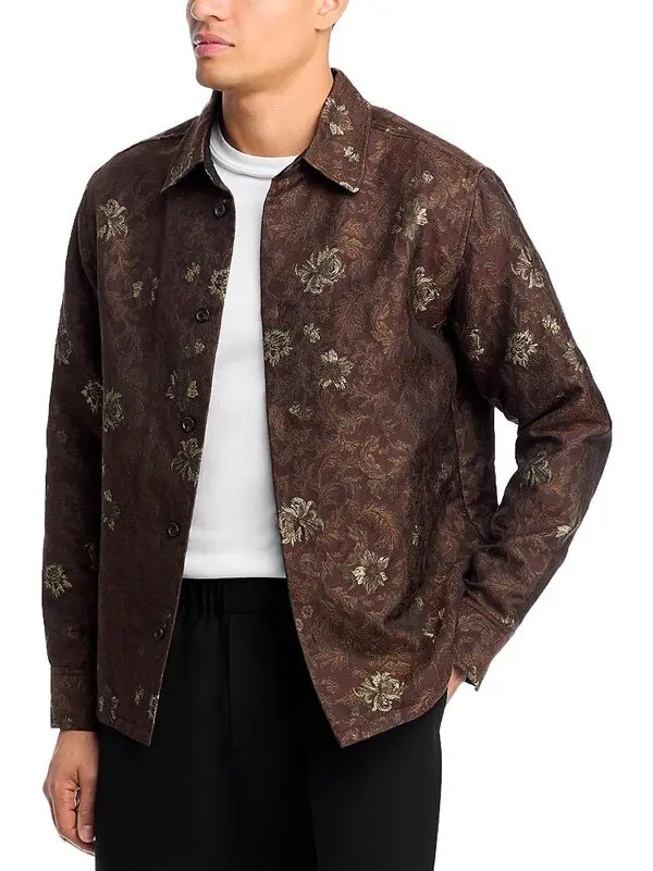 LES DEUX Kaleb Jacquard Button Front Overshirt - Monk's Robe