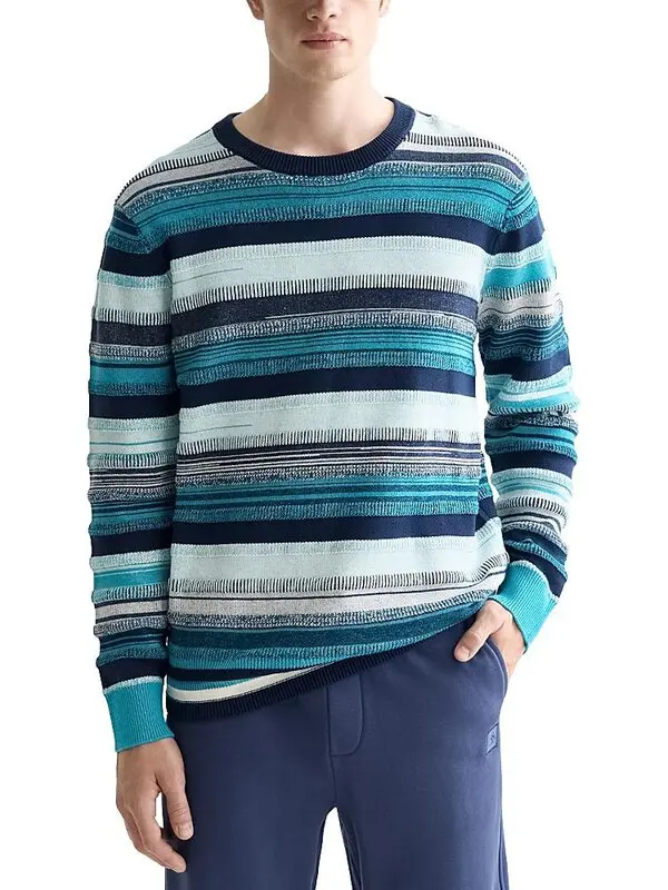 Scotch & Soda Striped Crewneck Sweater - Tahitian Blue