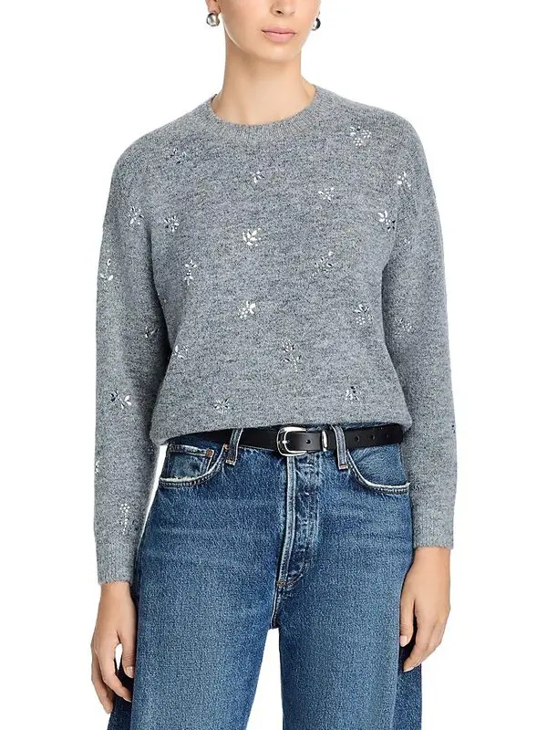 Aqua Embellished Crewneck Sweater - Charcoal