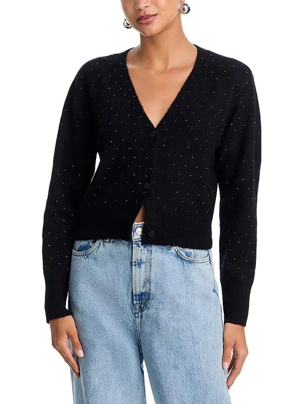 Aqua Beaded V-neck Cardigan - Black