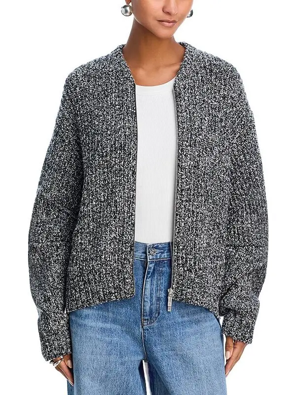Helmut Lang Merida Wool Blend Cardigan - Black/white Marl