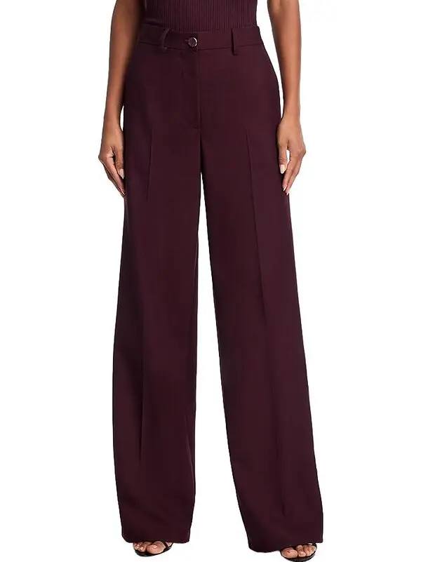 Helmut Lang Wool Vented Wide Leg Pants - Mahogany