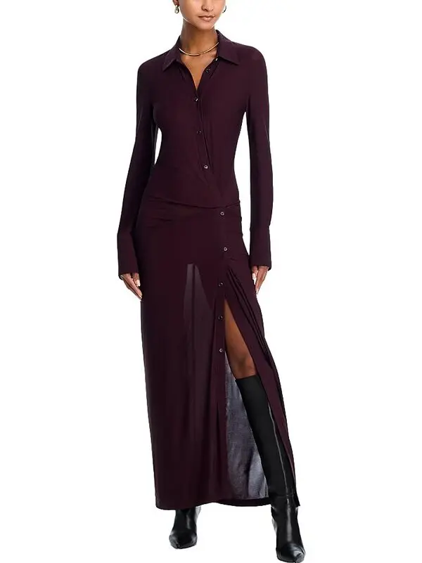 Helmut Lang Twisted Maxi Shirtdress - Mahogany