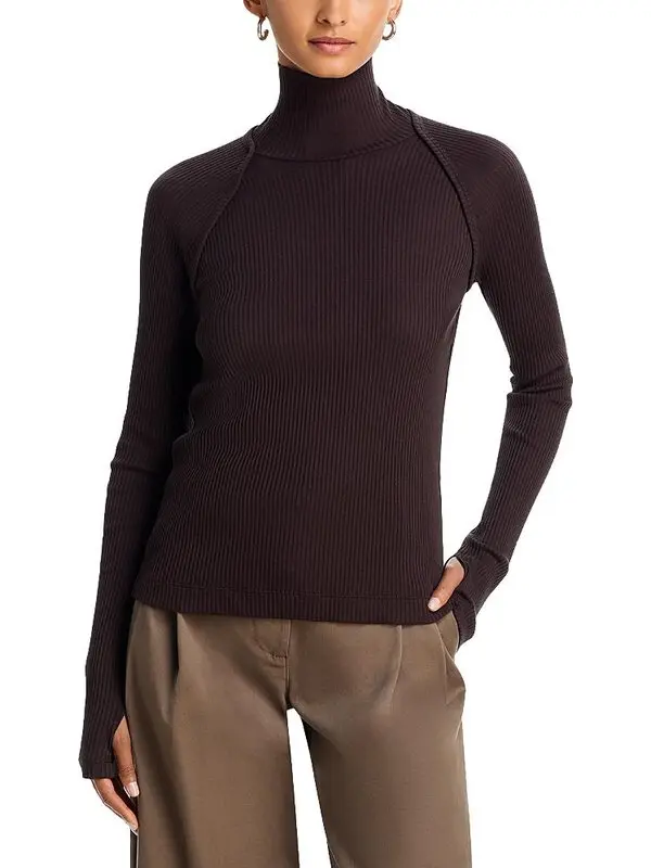 Helmut Lang Shrug Layer Turtleneck Sweater - Truffle