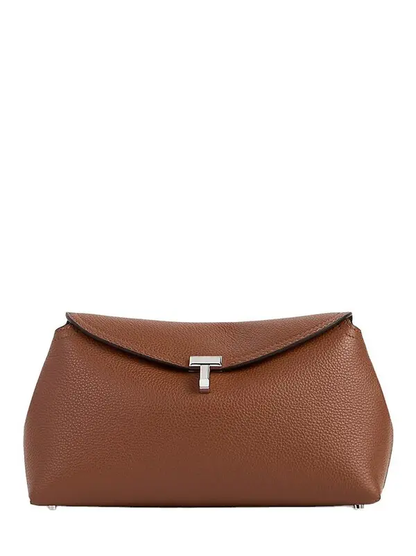 TOTEME Grained-leather T-lock Convertible Clutch - Sienna Grained-leather
