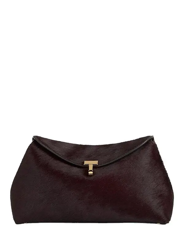 TOTEME T Lock Calf Hair Convertible Clutch - Wine