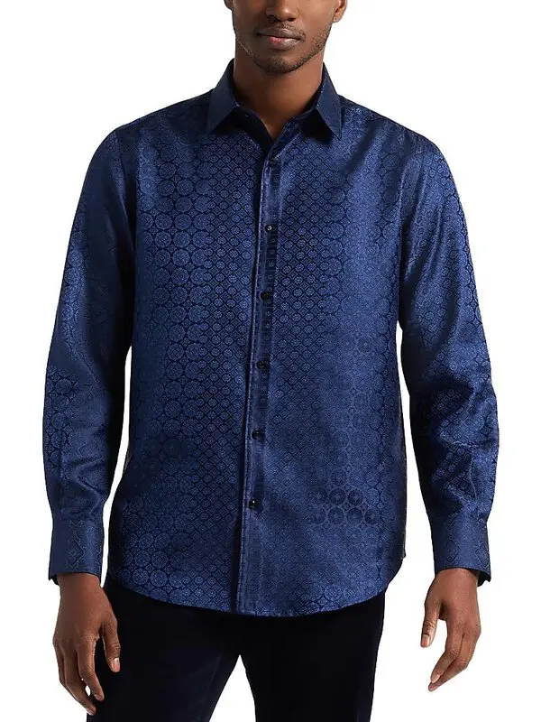 Robert Graham Noble Touch Long Sleeve Woven Shirt - Navy