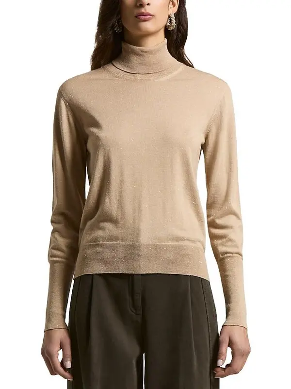 Peserico Knitted Turtleneck Sweater - Sepia