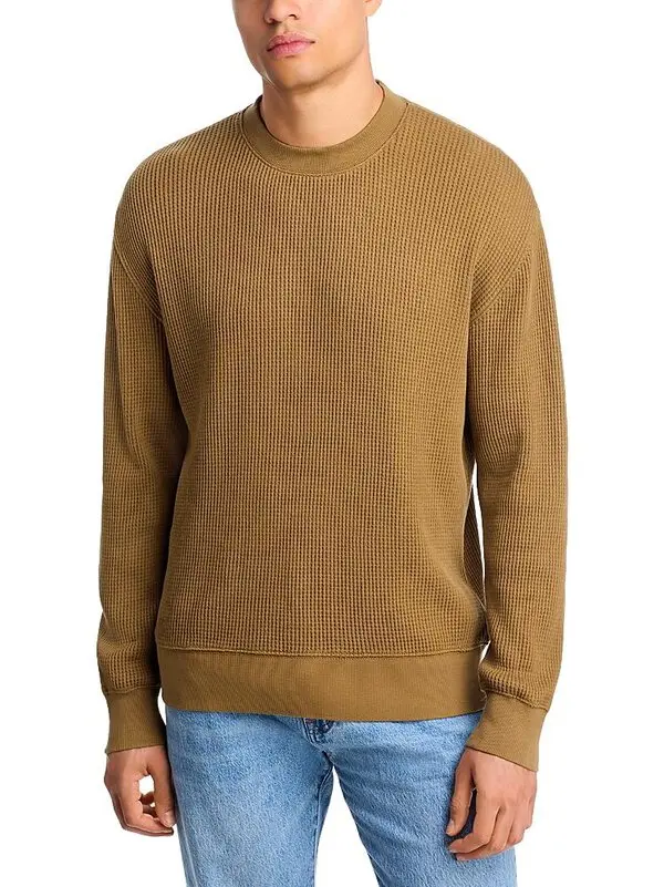 Madewell Waffle Knit Crewneck Sweatshirt - Woodland Brown