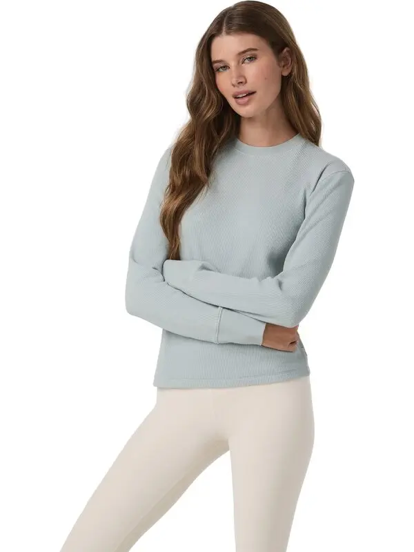 Vuori Long Sleeve Waffle Top - Blue Haze
