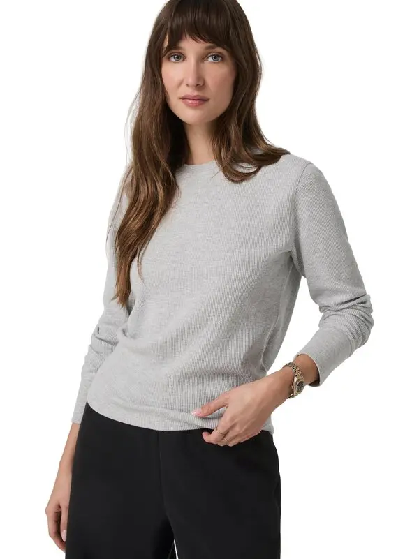 Vuori Long Sleeve Waffle Top - Light Heather Grey