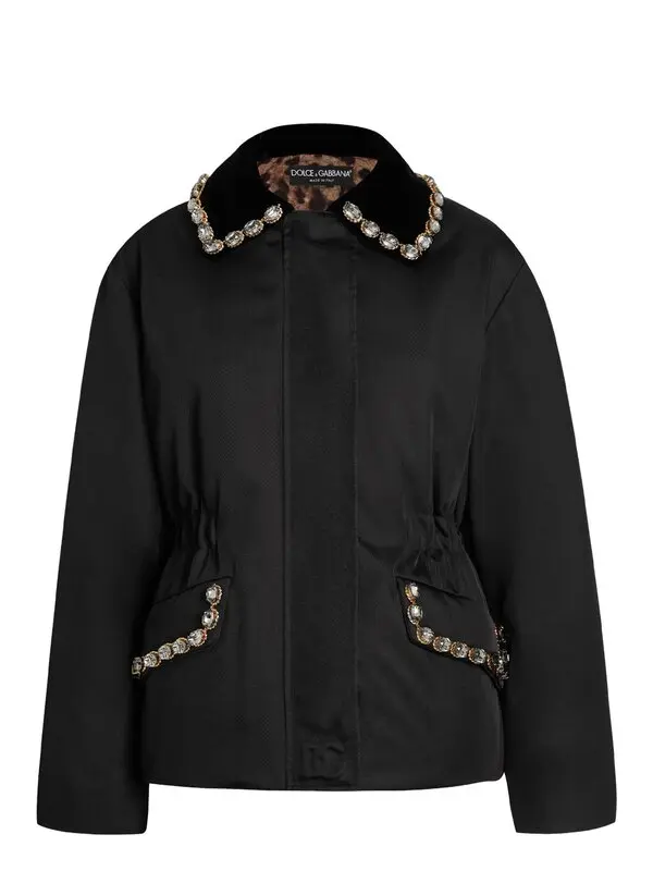 Dolce & Gabbana Nylon Jacket With Embossed Logo - Black