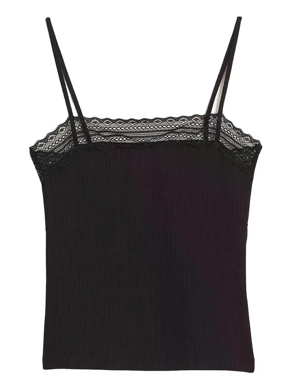 Madewell Lace-trim Square-neck Tank - Jet Black