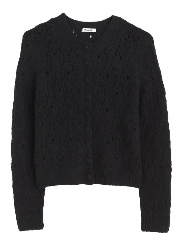 Madewell Pointelle-stitch Cotton-blend Cardigan - True Black