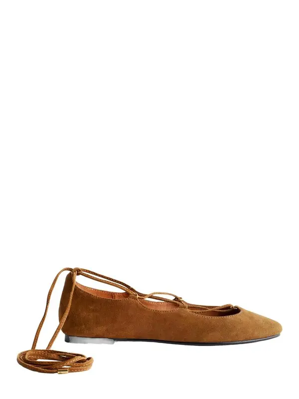 Madewell Greta Lace-up Ballet Flat - Warm Chestnut