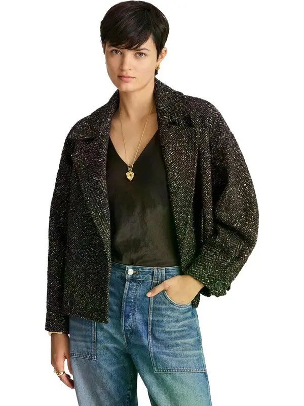 Madewell Double-breasted Peacoat - Chocolate Multi