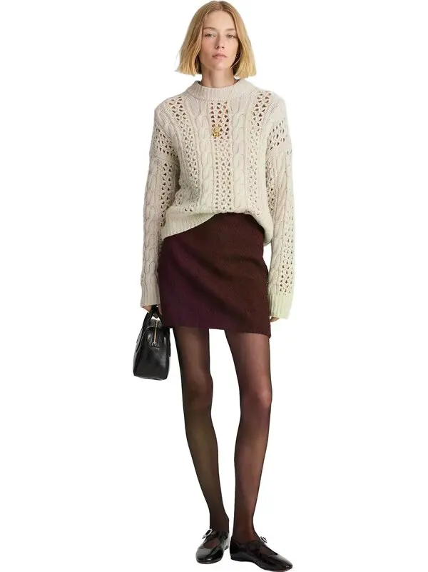 Madewell Tweed Mini Skirt - Dark Pomegranate