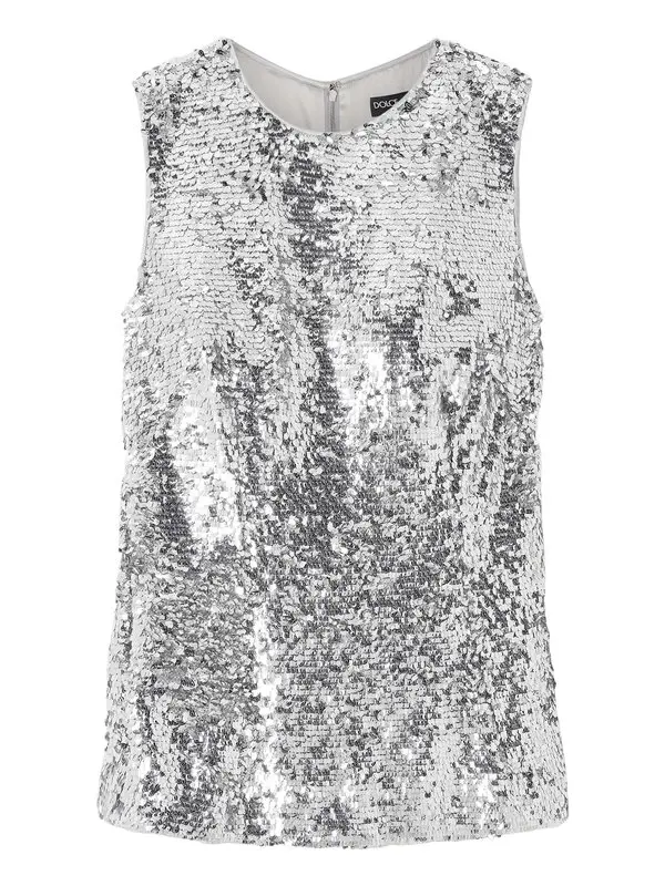 Dolce & Gabbana Sequined Satin Top - Silver