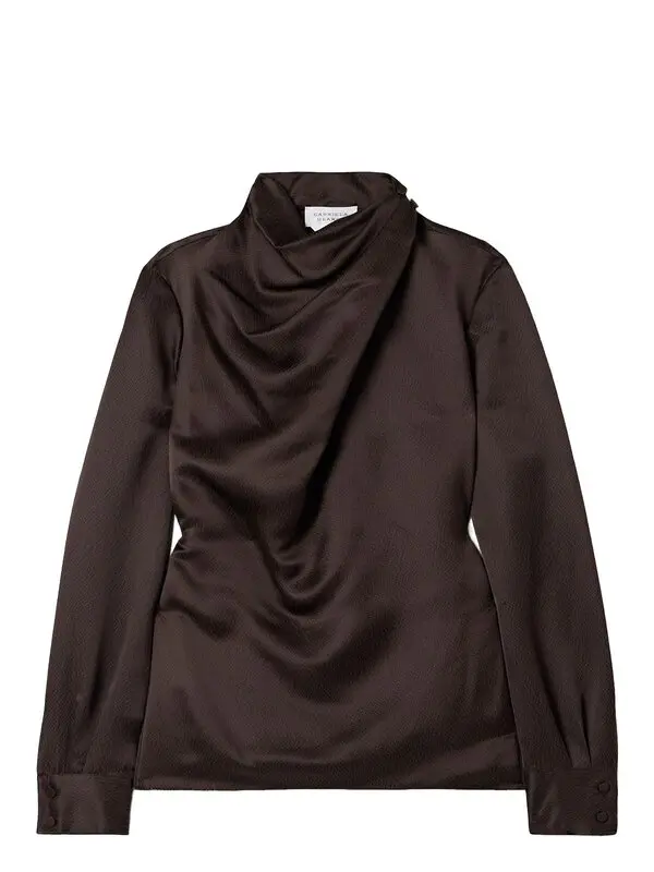 Gabriela Hearst Marcela Draped Hammered-silk Blouse - Brown
