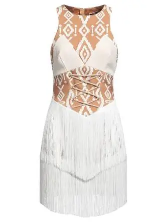 Elisabetta Franchi Mini Geometric-print Dress - Beige