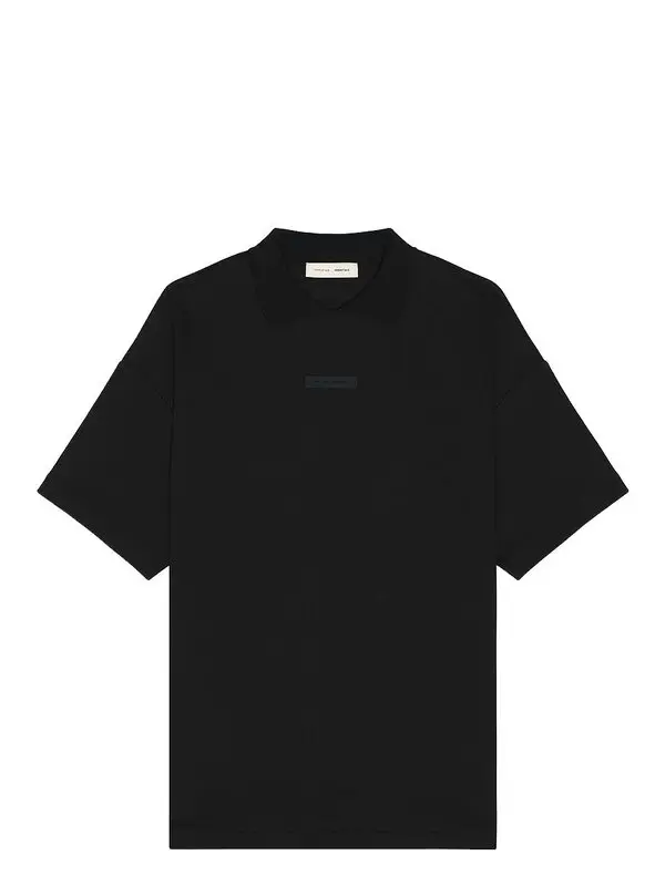 Fear Of God 90s Fit Pique Polo In Black - Jet Black