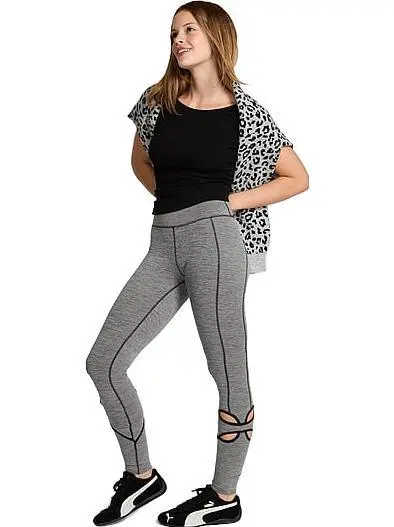 Pink Relay Cut-out Leggings - Black