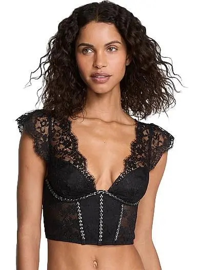 Victoria's Secret Dream Angels Twinkle Lace Corset Top - Black