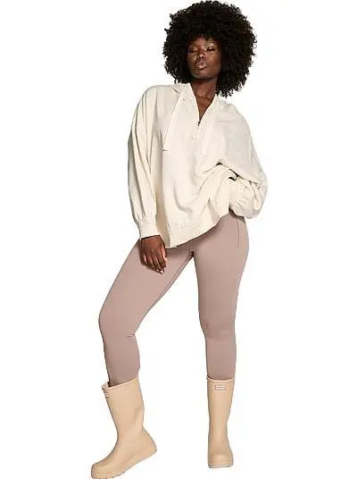 Pink Ivy Fleece Tunic Hoodie - Beige
