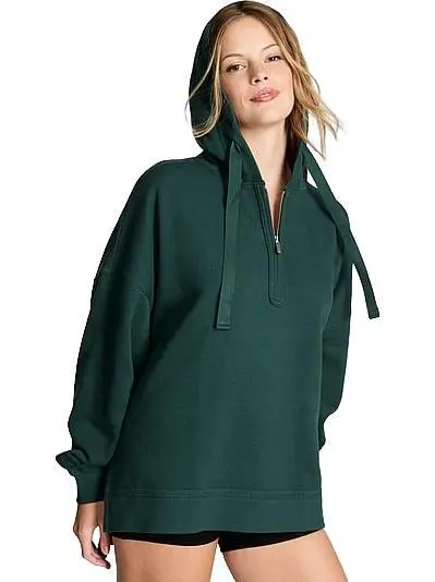 Pink Ivy Fleece Tunic Hoodie - Green