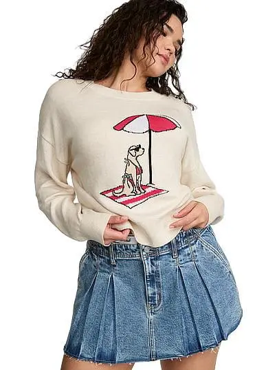 Pink Boxy Fair Isle Sweater - Beige