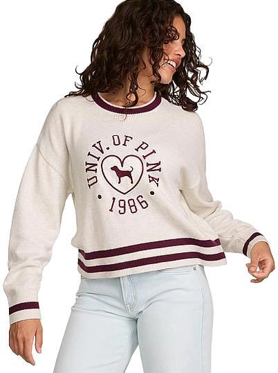 Pink Fair Isle Knit Sweater - Grey