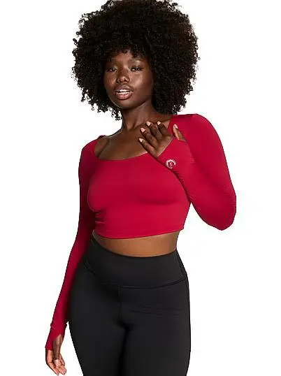 Pink Relay Scoop Long-sleeve Top - Red