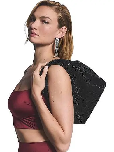 Victoria's Secret Diamanté Shine Slouchy Mini Bag - Black