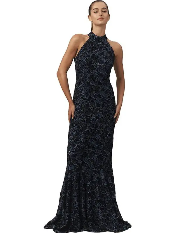 Shoshanna Marcia High-neck Lace Maxi Dress - Blue