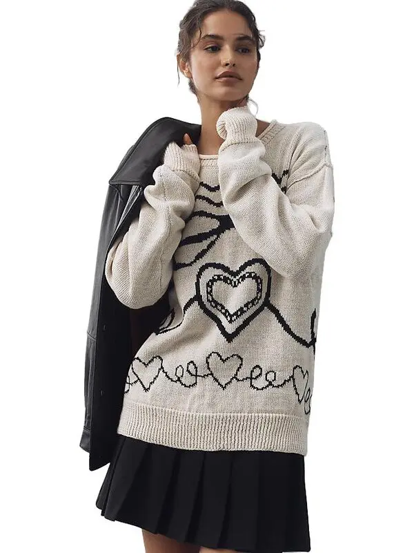 MANDINGA Kappa Knitted Pullover Sweater - Black & White Pattern